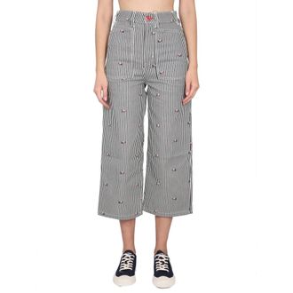 Kenzo Rinse Stripe Cropped Fit Jeans - - Trousers - Damen - Blau - W24
