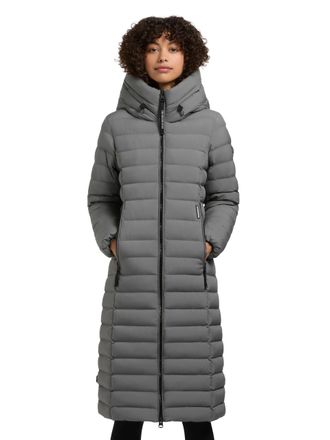 Khujo Damen Wintermantel warmer Steppmantel lang mit hohem Kragen und gro&szlig;er Kapuze Imes-YM Road Blue Gr. XXL