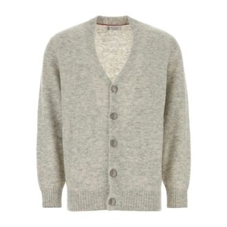 Brunello Cucinelli Cardigan en cachemire dalpaga col en V - Homme - Pulls - Gris - Taille: XL