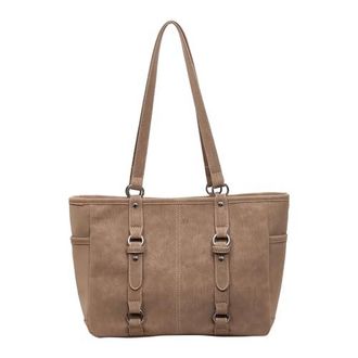 Generic Sac &agrave; bandouli&egrave;re en cuir synth&eacute;tique pour femme, grande capacit&eacute;, pour le travail, le shopping, les voyages, kaki, 16.14x9.84x5.12inch