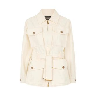 Roberto Cavalli Safari-Jacke mit Pythonmuster und G&uuml;rtel - - Jackets - Damen - Beige - S
