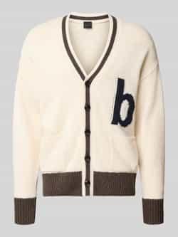 Bugatti Strickjacke aus Woll-Mix mit V-Ausschnitt