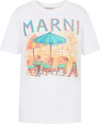 Marni Femme, Tops, Blanc, Taille: 34 FR T-Shirt &agrave; Col Rond