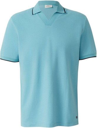 s.Oliver Kurzarmshirt Polo-Shirt Poloshirt aus Flammgarn-Piqu&eacute; mit Kontrastabschl&uuml;ssen