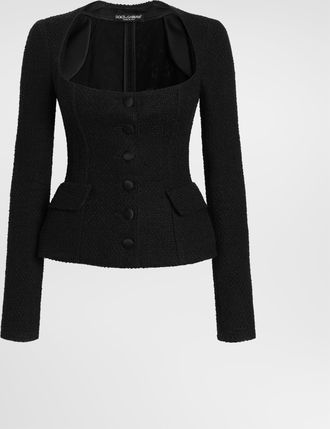 Dolce & Gabbana Jacke Aus Tweed - Frau Collection Schwarz 46