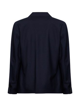 Tagliatore Mens Shirt Jacket Virgin Wool Blue Bomber