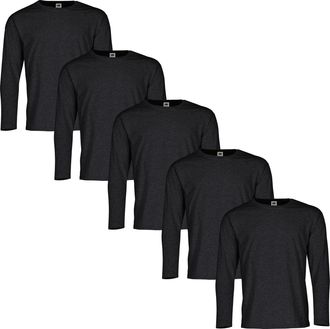 Fruit Of The Loom 5er Pack Valueweight Long Sleeve T Herren Langarm Shirt, Dark Grey Heather, 3XL