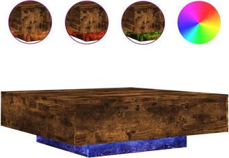 vidaXL Table basse avec lumi&egrave;res led ch&ecirc;ne fum&eacute; 100x100x31 cm