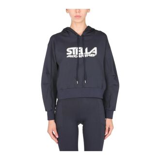 Stella McCartney Logo Print Cropped Hoodie - - Sweatshirts & Hoodies - Damen - Blau - S