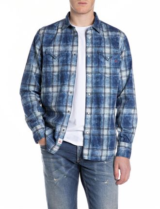 Replay Herren M4860C Hemd, 009 MEDIUM Blue, L
