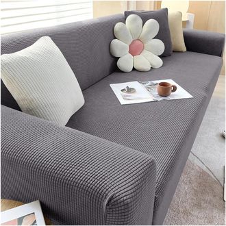 Yetonado Elastischer Sofabezug aus Jacquard-Stoff, Stretch-Couchbezug, L-Form, Sofa-Schonbezug, Eckbezug f&uuml;r Wohnzimmer, 1/2/3/4-Sitzer (Dunkelgrau, Gr&ouml;&szlig;e M (1