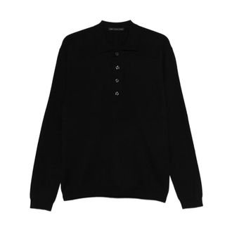 low brand Lang&auml;rmliges Poloshirt - - Knitwear - Herren - Schwarzk - 2XL