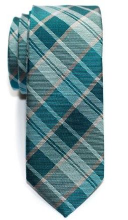 Retreez Cravate Fine Slim moderne tiss&eacute;e en tartan pour homme - Turquoise