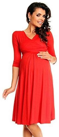 Zeta Ville Zeta Ville Pregnancy Maternity Femmes 3/4 Manche Désinvolte Robe 282c (Rouge, 42, XL)