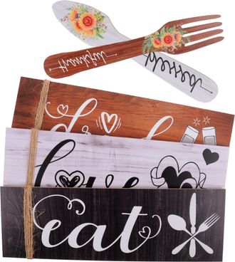 Garneck Holz Küchenschilder Rustikale Wanddekoration Für Küche Und Esszimmer Exquisit Verarbeitet Mit Gabelmotiven