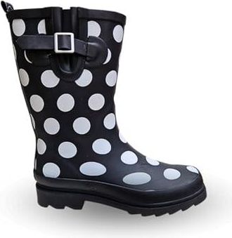 TOSH Bottes en caoutchouc pour femmes Tosh, pour la pluie et la neige, avec motif de patte de chien, festival, boucle r&eacute;glable, courtes et hautes, 37 EU