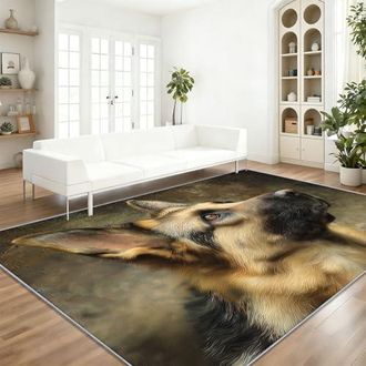 Generic Tapis &agrave; Motif Animal Bergers Allemands Grand Antid&eacute;rapant &agrave; Poils Courts Doux Chambre Poil Ras de Sol Brun, 140 x 200 cm