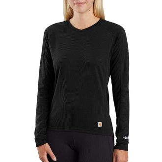 Carhartt Work in Progress Damen Force Midweight Tech Crew Base Layer Top Baselayer-Shirt, Schwarz, Mittel