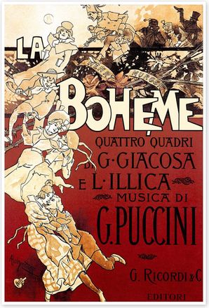 Posterlounge La Boheme von Puccini Poster von Adolfo Hohenstein 20 x 30 cm Rot Wandbilder Wanddeko