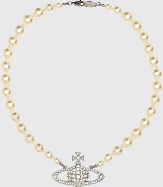 Vivienne Westwood Messing-Choker-Halskette mit Orb-Anh&auml;nger und Kunstperlen