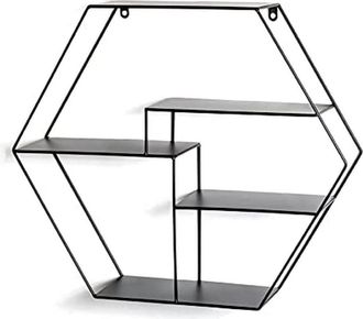 Haku Möbel Wandregal schwarz, Metall - Maße: B 61 cm x H 54 cm x T 16 cm, Style: Modern