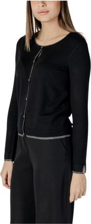 Liu Jo Femme, Pulls, Noir, Taille: 40 FR Cardigan &agrave; Manches Longues et Boutons avec Encolure Ronde