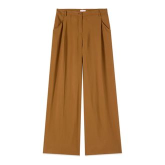 Oltre Viskose-Mischung Palazzo-Hose - - Trousers - Damen - Braun - 3XL