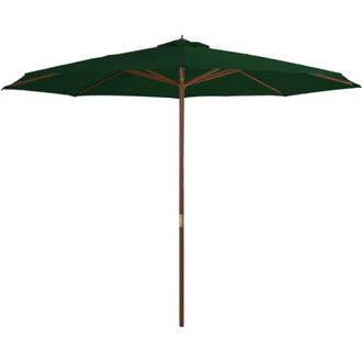 vidaXL Parasol avec m&acirc;t en bois 350 cm Vert