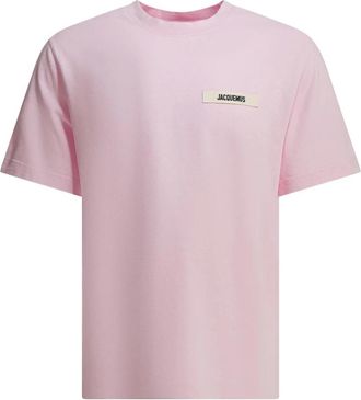 Jacquemus Homme, Tops, Rose, Taille: L Logo Patch Cotton T-Shirt