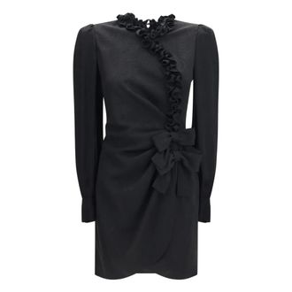 Alessandra Rich Seidenjacquard-Minikleid mit R&uuml;schen - - Dresses - Damen - Schwarzk - XS