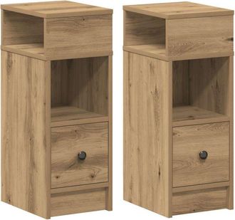vidaXL Nachttische 2 Stk. mit Schublade Artisan-Eiche 25x31x66 cm vidaXL