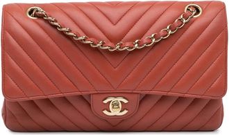 Chanel Hobo Bags - Medium Classic Chevron Lambskin Double Flap - Gr. unisize - in Orange - für Damen