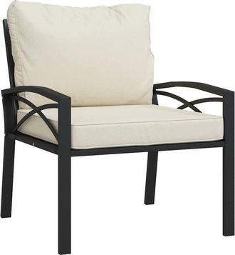 vidaXL Chaise de jardin avec coussins sable 68x76x79 cm acier - Vidaxl