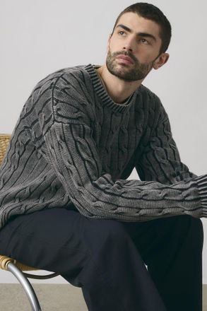 Levi's Carmel Pullover mit Zopfmuster und Rundhalsausschnitt - Herren - Schwarz / Schwarz