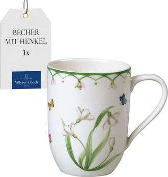 Villeroy & Boch Colourful Spring Kaffeebecher 340 Ml Weiß/Bunt, Spülmaschinenfest, Mikrowellensicher, Tasse, Becher, Kaffeetasse, Heißgetränkebecher, Tasse Für Kaffee