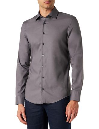 Seidensticker Mens Slim Fit Langarm Kragen Hemd Shirt, Grau, 36