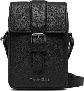 Calvin Klein Umh&auml;ngetasche Leather Slim Flap Reporter LV04D3323G Schwarz