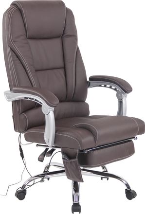 Clp Bürostuhl Pacific Echtleder I Massage-Funktion I Höhenverstellbar I Fußablage, Farbe:braun