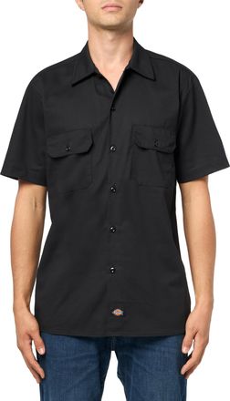 Dickies Herren Short-Sleeve Flex Work Shirt Slim Fit Button Down Hemd, schwarz, 2X