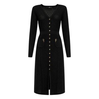 Fracomina Robe longue en maille avec boutons - Femme - Robes - Noir - Taille: 42 FR