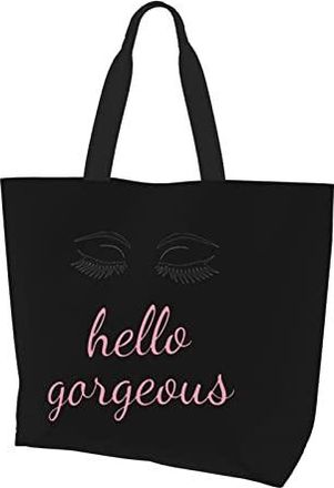 AOOEDM Hello Gorgeous Eyelash Ladies Canvas Tote Sac &agrave; provisions r&eacute;utilisable