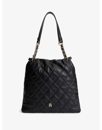Tommy Hilfiger Cabas matelass&eacute; &agrave; monogramme TH - Noir