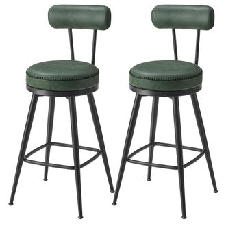 Vasagle EKHO Kollektion - 360&deg; drehbarer Barhocker, 4er Set, Hocker mit R&uuml;ckenlehne f&uuml;r K&uuml;cheninsel, Kunstleder mit N&auml;hten, Mid-Century-Modern-Stil, 65 cm hoc