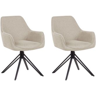 Beliani Esszimmerstuhl 2er Set drehbar JODAR Taupe