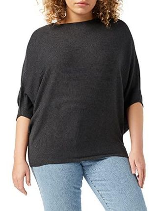 Jacqueline de Yong JDYNEW Behave BATSLEEVE PULLOV. KNT Noos Sweater, Mélange de Gris foncé/détails : mélange, XXS Femme