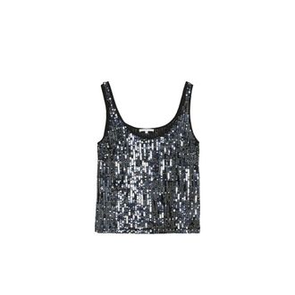 Patrizia Pepe Femme, Tops, Jaune, Taille: 38 FR Top sans manches &agrave; sequins