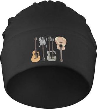Generic Homme Femme Bonnet dhiver Guitariste Dr&ocirc;le Instrument De Musique Guitares Bonnet &Agrave; Revers Doux Hiver Chapeaux Classique Bonnets De Ski pour Ski Cyclis