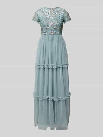 Lace & Beads Abendkleid mit floraler Stickerei