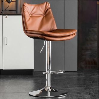 Generic Verstellbarer Drehhocker mit R&uuml;ckenlehne, Tresenstuhl aus PU-Leder, Fu&szlig;st&uuml;tze f&uuml;r K&uuml;cheninsel, Essbereich, Pub, Caf&eacute;, Fr&uuml;hst&uuml;cksecke