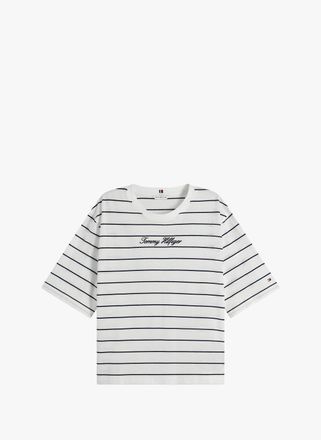 Tommy Hilfiger T-shirt ray&eacute; &agrave; logo brod&eacute; en coton